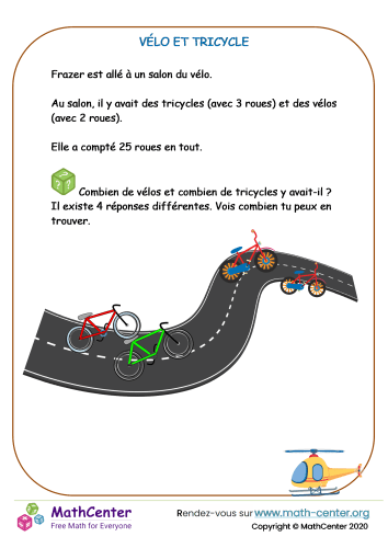 Vélo et tricycle | Fiches de travail | Math Center