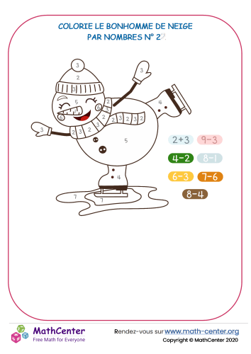 Couleur par numéros - bonhomme de neige 2 | Activités de coloriage ...