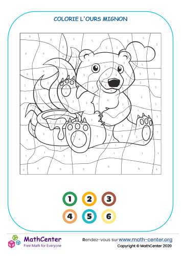 Colorie par nombres - ours | Activités de coloriage | Math Center