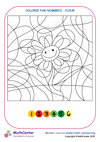 Colorie par nombres - fleur | Activités de coloriage | Math Center