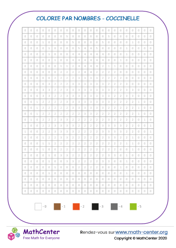 Grille - colorie par nombres - coccinelle | Activités de coloriage ...