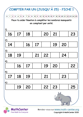CP Fiches de travail: Nombres 11-20 | Math Center
