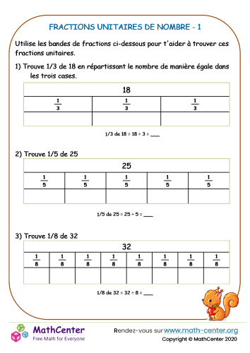 CM2 Fiches de travail: Les fractions en tant que partie du tout | Math ...