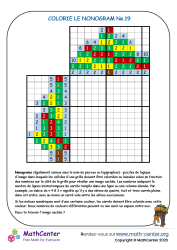 Colorie le nonogram - n°19 | Jeux | Math Center