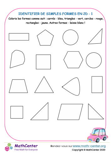Identifier de simples formes en 2d 1 | Fiches de travail | Math Center