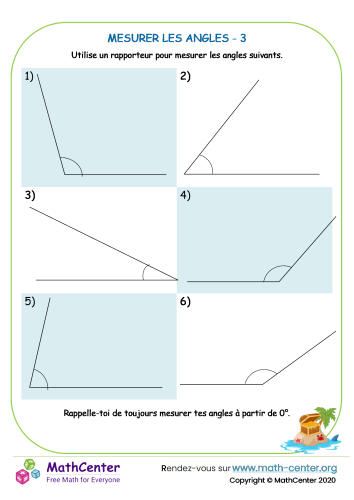 Mesurer les angles 3 | Fiches de travail | Math Center