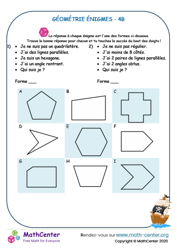 CM2 Fiches de travail: Polygones | Math Center