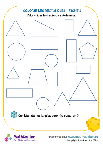 Colorie les rectangles - fiche 1 | Fiches de travail | Math Center