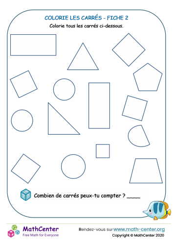 Colorie les carrés - fiche 2 | Fiches de travail | Math Center