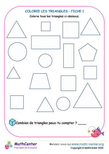 Colorie les triangles - fiche 1 | Fiches de travail | Math Center