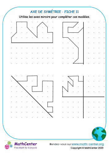 Axe de symétrie - fiche 11 | Fiches de travail | Math Center
