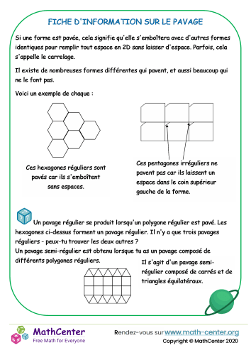Fiche d'information des pavages | Pages d'apprentissage | Math Center