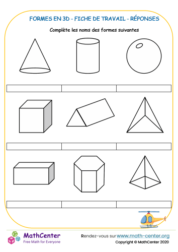 Formes en 3d fiche de travail | Fiches de travail | Math Center