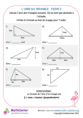 L'aire triangle fiche 2 | Fiches de travail | Math Center