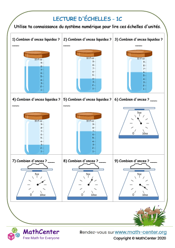 Lecture d'échelles 1c | Fiches de travail | Math Center