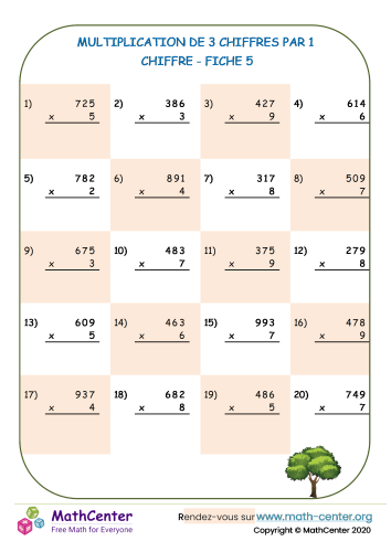 CM1 Fiches de travail: Multiplication à plusieurs chiffres | Math Center