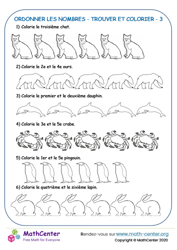 Ordonner les nombres - trouver et colorier 3 | Fiches de travail | Math ...