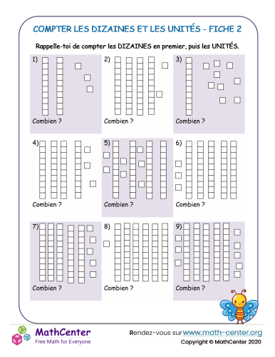Compter les dizaines et les unités fiche 2 | Fiches de travail | Math ...
