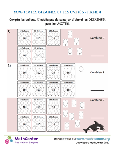 CE1 Fiches de travail: Nombres à deux chiffres | Math Center