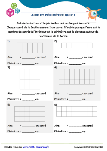 Aire et périmètre quiz 1 | Quiz | Math Center