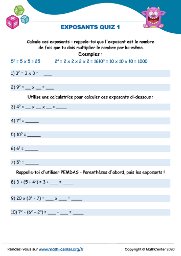 6eme Quiz: Ordre des opérations | Math Center