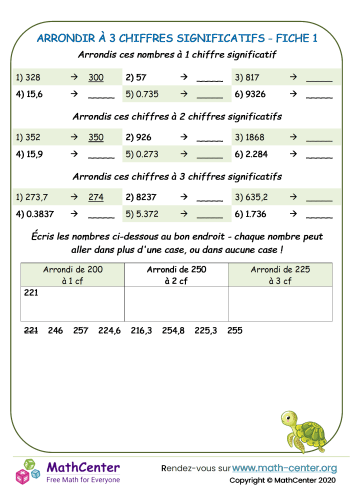 Arrondir à 3 chiffres significatifs fiche 1 | Fiches de travail | Math ...