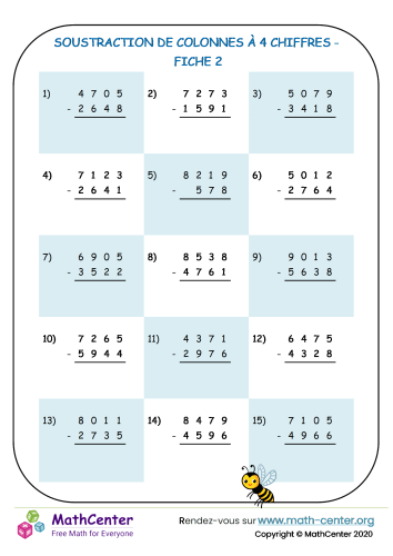 CM1 Fiches de travail: Soustraction à plusieurs chiffres avec ...