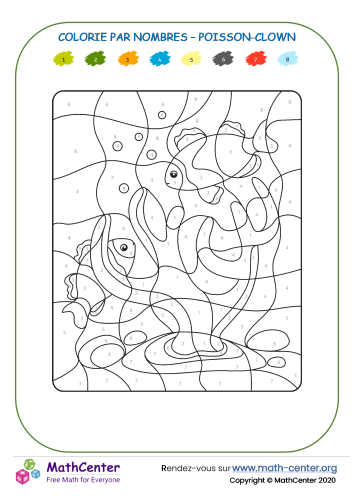 Colorie par nombres - poisson-clown | Activités de coloriage | Math Center
