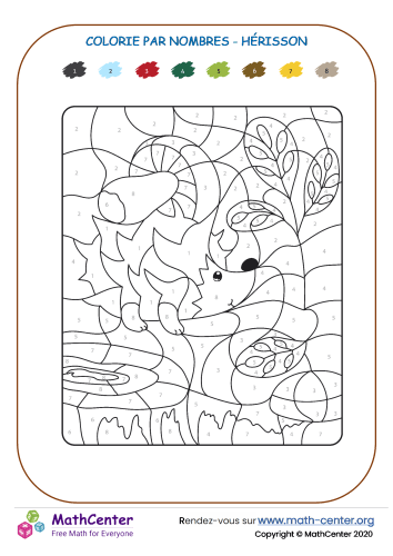 Colorie par nombres - hérisson | Activités de coloriage | Math Center