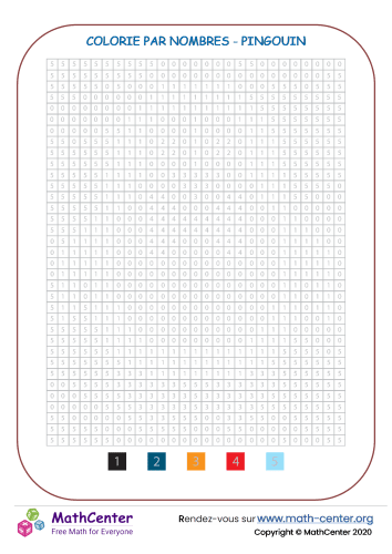 Grille - colorie par nombres - pingouin | Activités de coloriage | Math ...