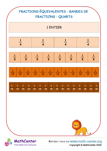 Fractions équivalentes bandes quatrièmes | Pages d'apprentissage | Math ...
