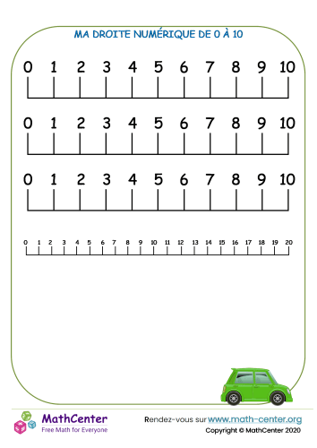 Ma droite numérique de0 à 10 - n°1 | Pages d'apprentissage | Math Center