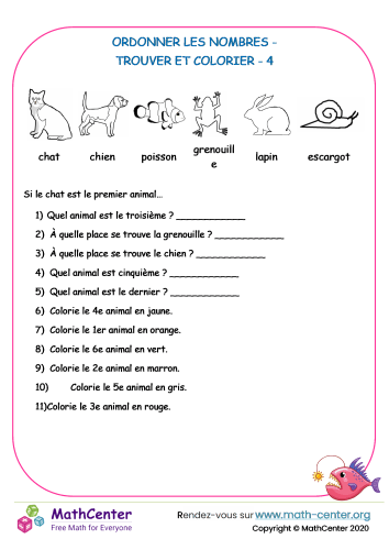 Ordonner les nombres - trouver et colorier 4 | Fiches de travail | Math ...