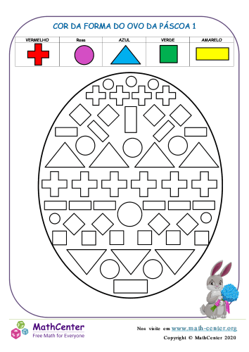 Cor Da Forma Do Ovo De Páscoa 1 | Atividades Para Colorir | Math Center