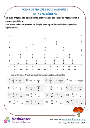 Folha De Frações Equivalentes 1 Planilhas Math Center