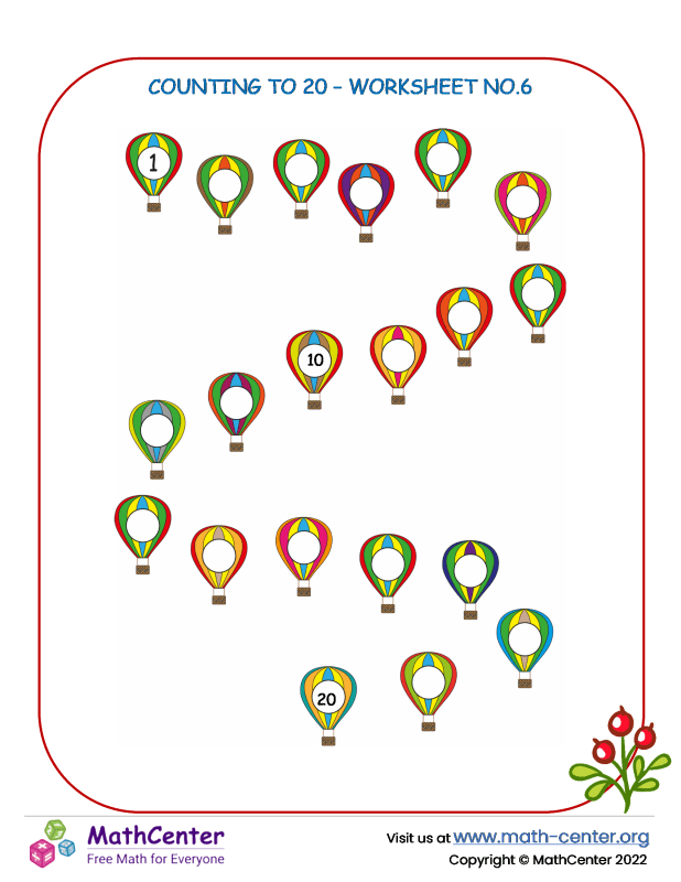 Kindergarten Worksheets: Counting Numbers 11-20 | Math Center