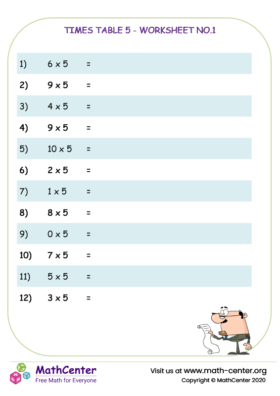 Third Grade Worksheets: Multiplication Table | Math Center