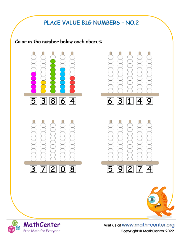 Fourth Grade Worksheets: Five-digit Numbers | Math Center