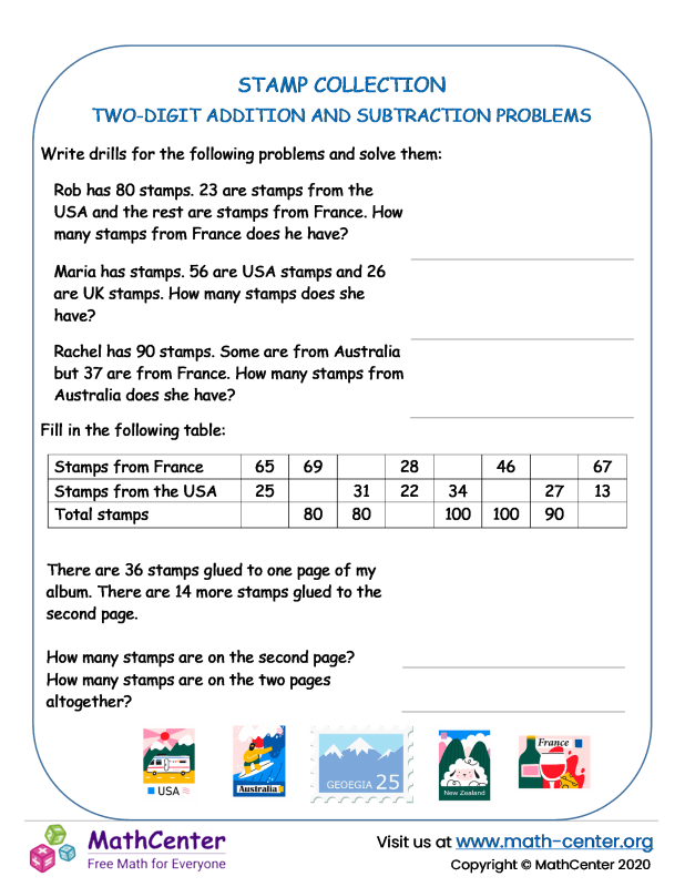 First Grade Worksheets: Two-digit Mental Addition | Math Center
