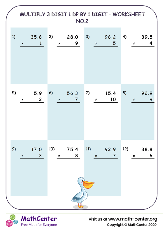 Fifth Grade Worksheets: Long Multiplication | Math Center