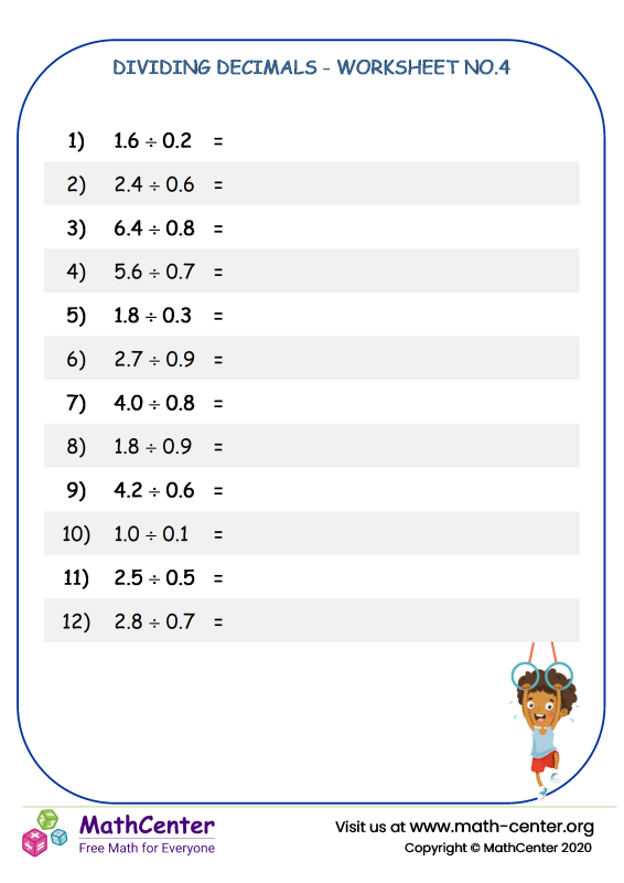 Fourth Grade Worksheets: Mental Division | Math Center
