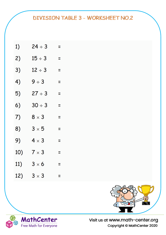 Third Grade Worksheets: Single-digit Divisors | Math Center