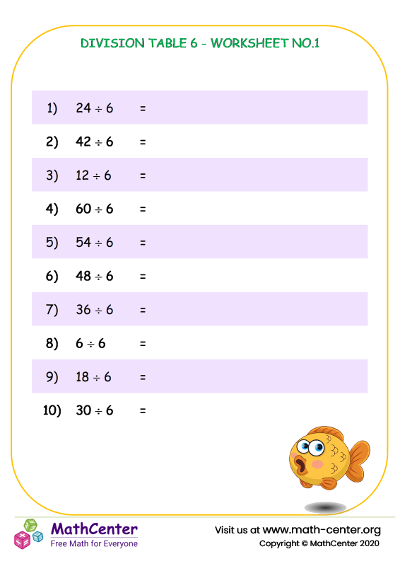 Third Grade Worksheets: Single-digit Divisors | Math Center
