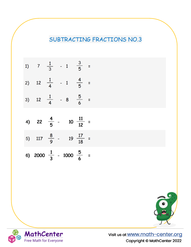 Fifth Grade Worksheets Adding And Subtracting Improper Fractions
