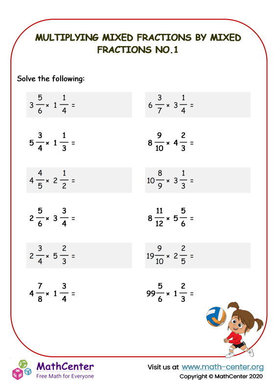 Fifth Grade Worksheets: Multiplying Fractions | Math Center