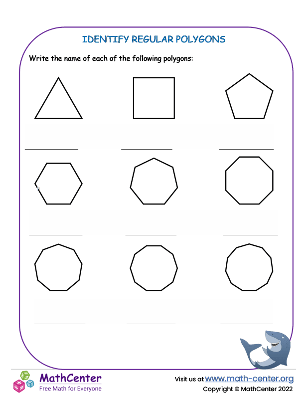 Second Grade Worksheets: 2D Shapes | Math Center