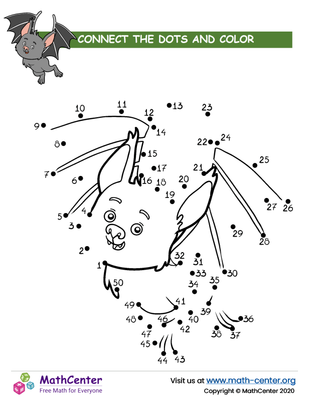 Kindergarten Coloring Activities: Connect The Dots | Math Center