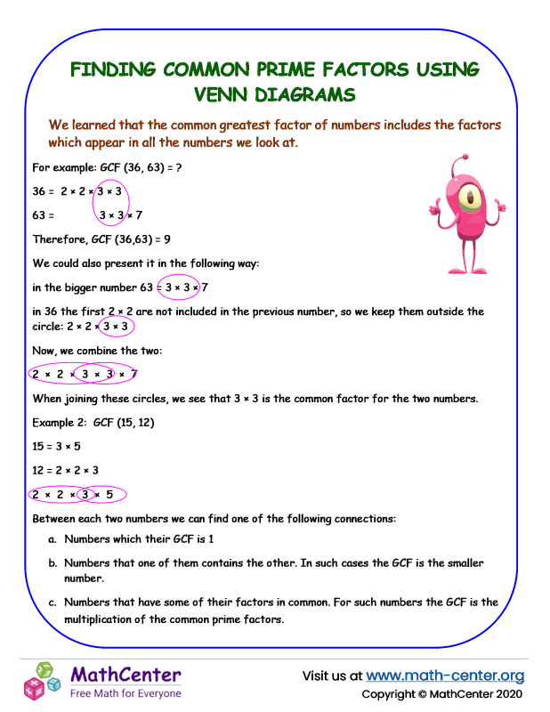 Fourth Grade Learning Pages: Factors and Multiples | Math Center