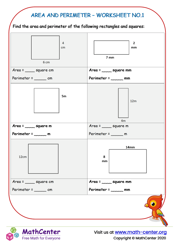 Third Grade Worksheets: Squares | Math Center