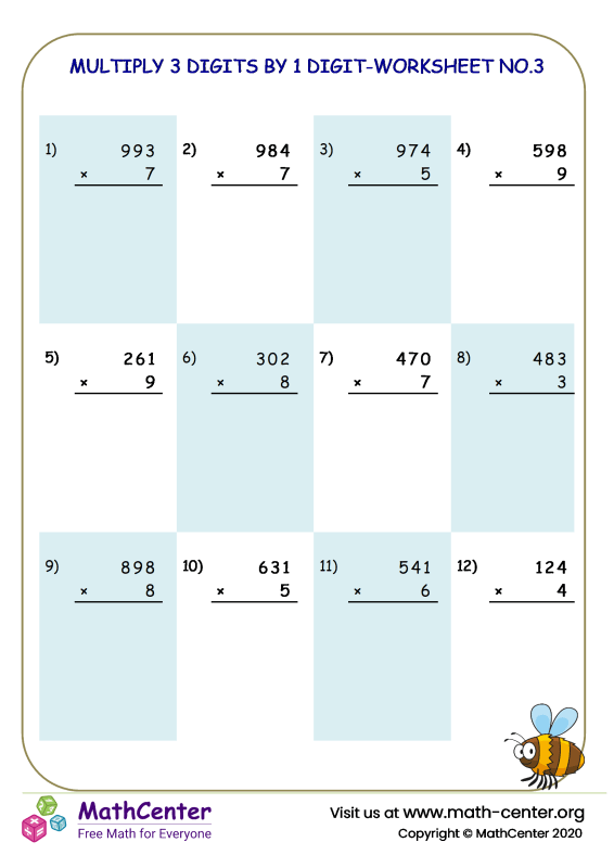 Fourth Grade Worksheets: Multi-digit Multiplication | Math Center